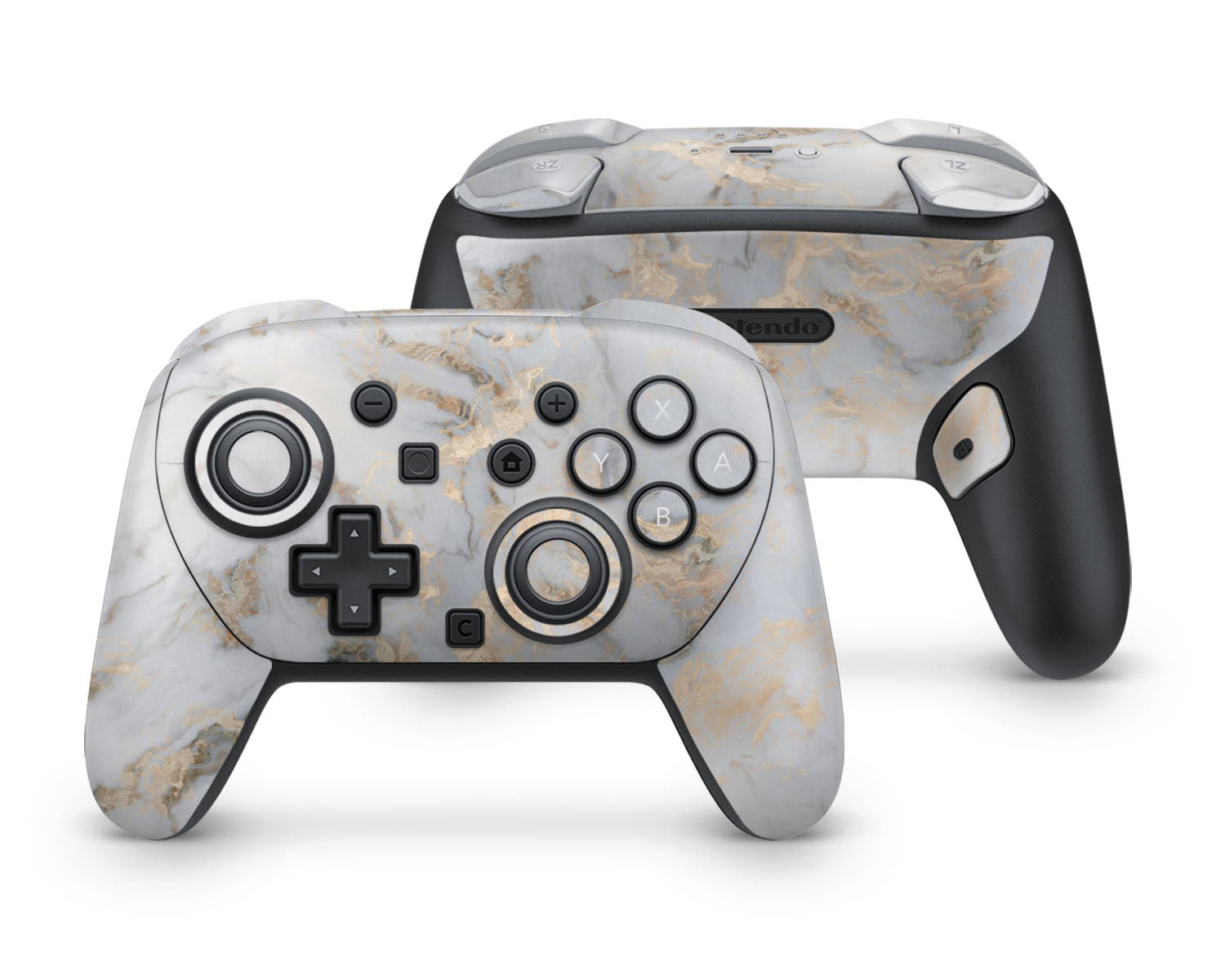 Ethereal White Gold Marble Nintendo Switch 2 Pro Controller Skin – Lux ...