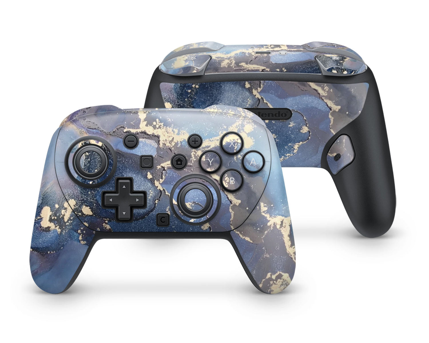 Ethereal Blue Gold Marble Nintendo Switch 2 Pro Controller Skin – Lux ...