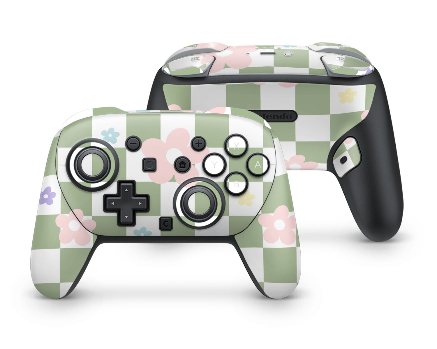 Danish Pastel Flower Green Nintendo Switch 2 Pro Controller Skin – Lux ...