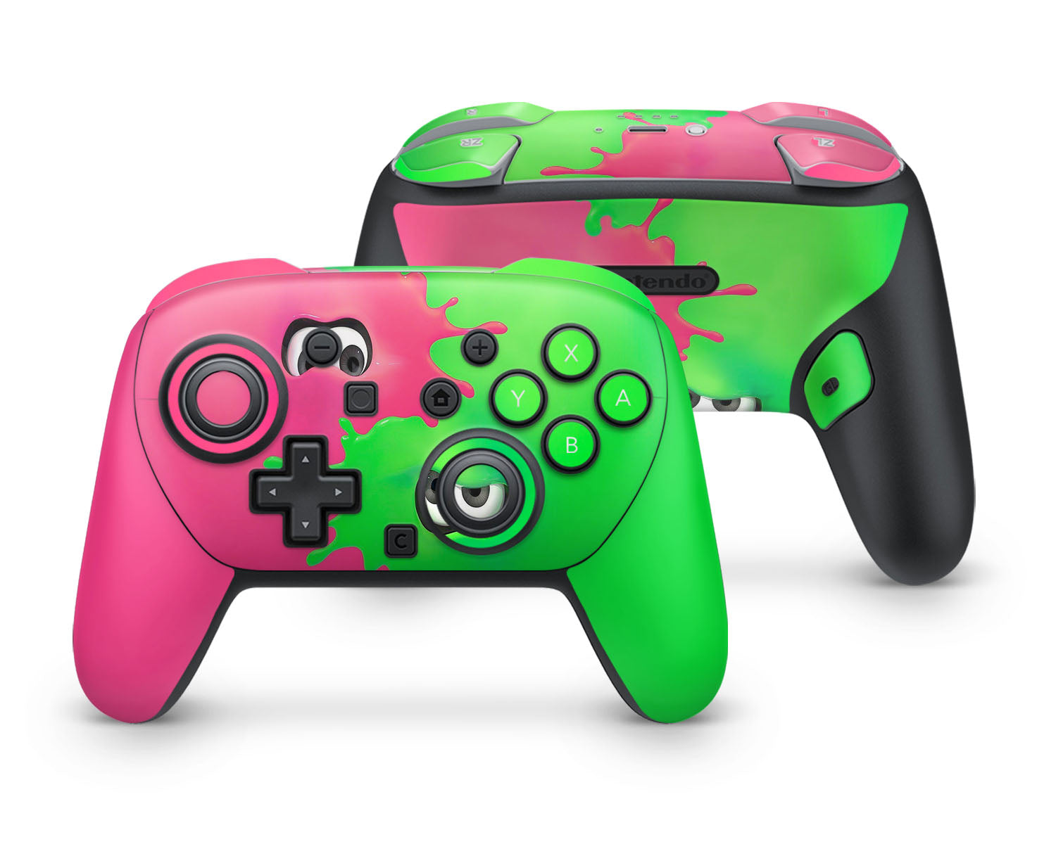 Splatoon Pink Green Nintendo Switch 2 Pro Controller Skin – Lux Skins ...