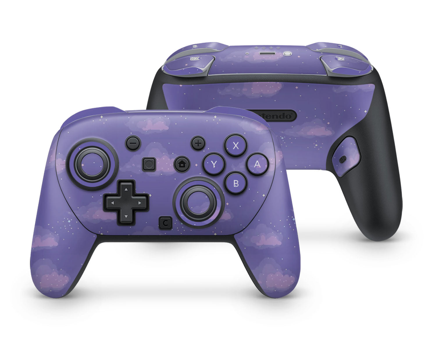Purple Pixel Clouds Nintendo Switch 2 Pro Controller Skin – Lux Skins ...