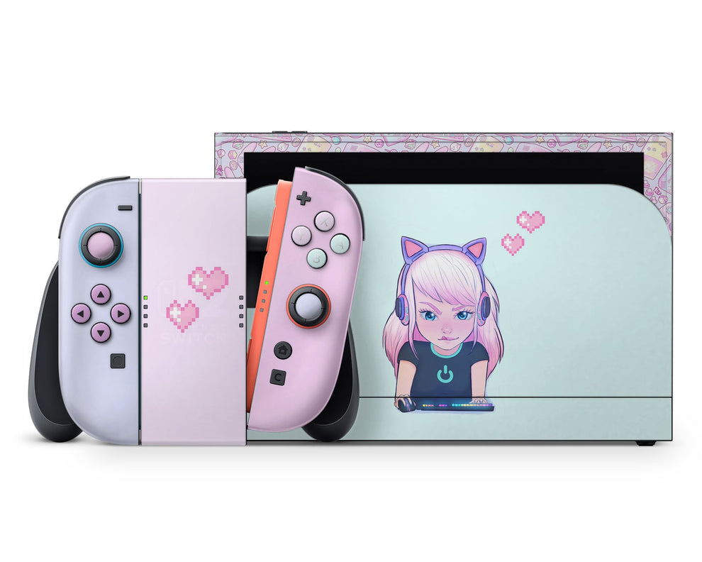 Gamer Girl Mint Pastels Nintendo Switch 2 Skin – Lux Skins Official