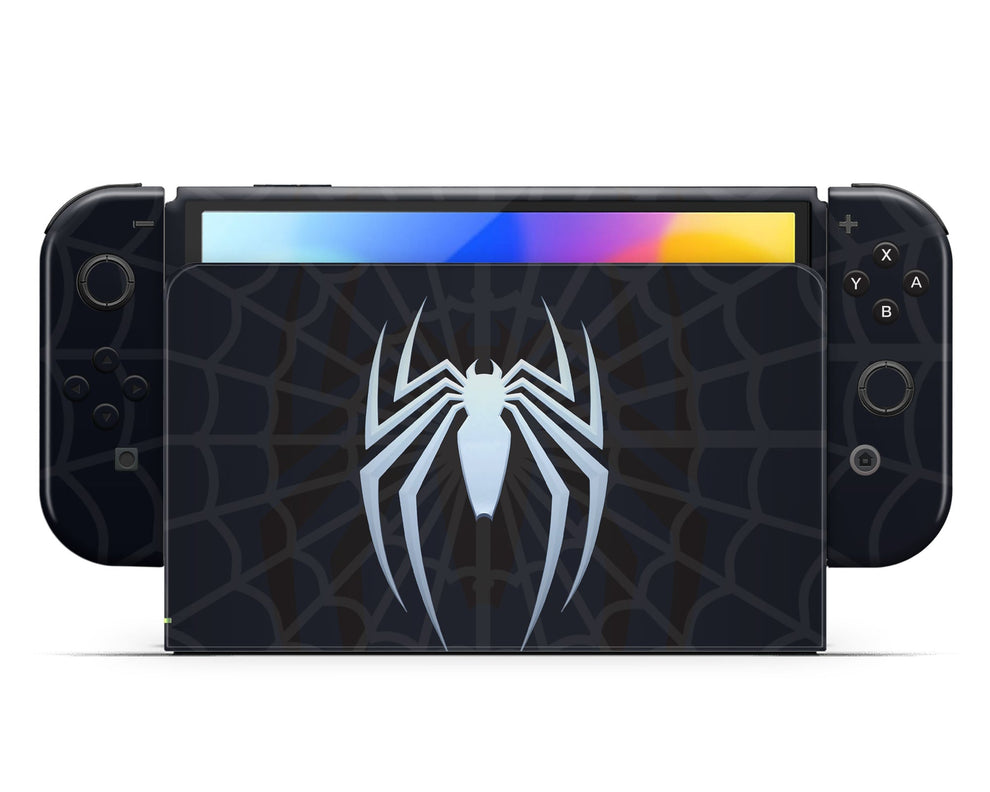 Black Spiderman Logo Nintendo Switch OLED Skin – Lux Skins Official