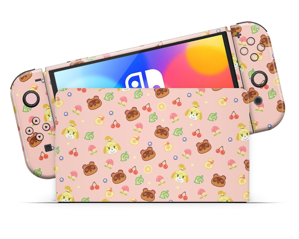 Cute Animal Crossing Pattern Nintendo Switch OLED Skin – Lux Skins Official