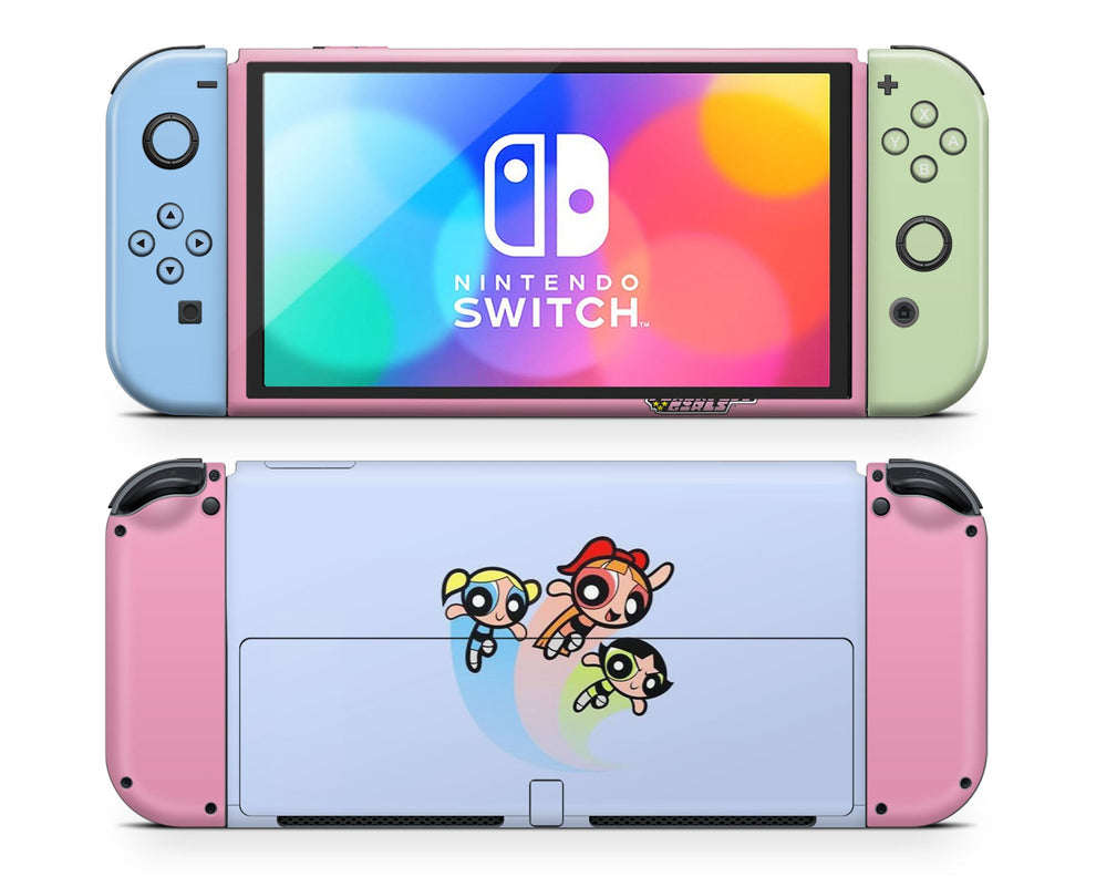 Powerpuff Girls Pastel Blue Nintendo Switch OLED Skin – Lux Skins Official