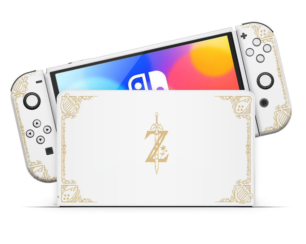 Legend of Zelda White Gold Nintendo Switch OLED Skin – Lux Skins Official
